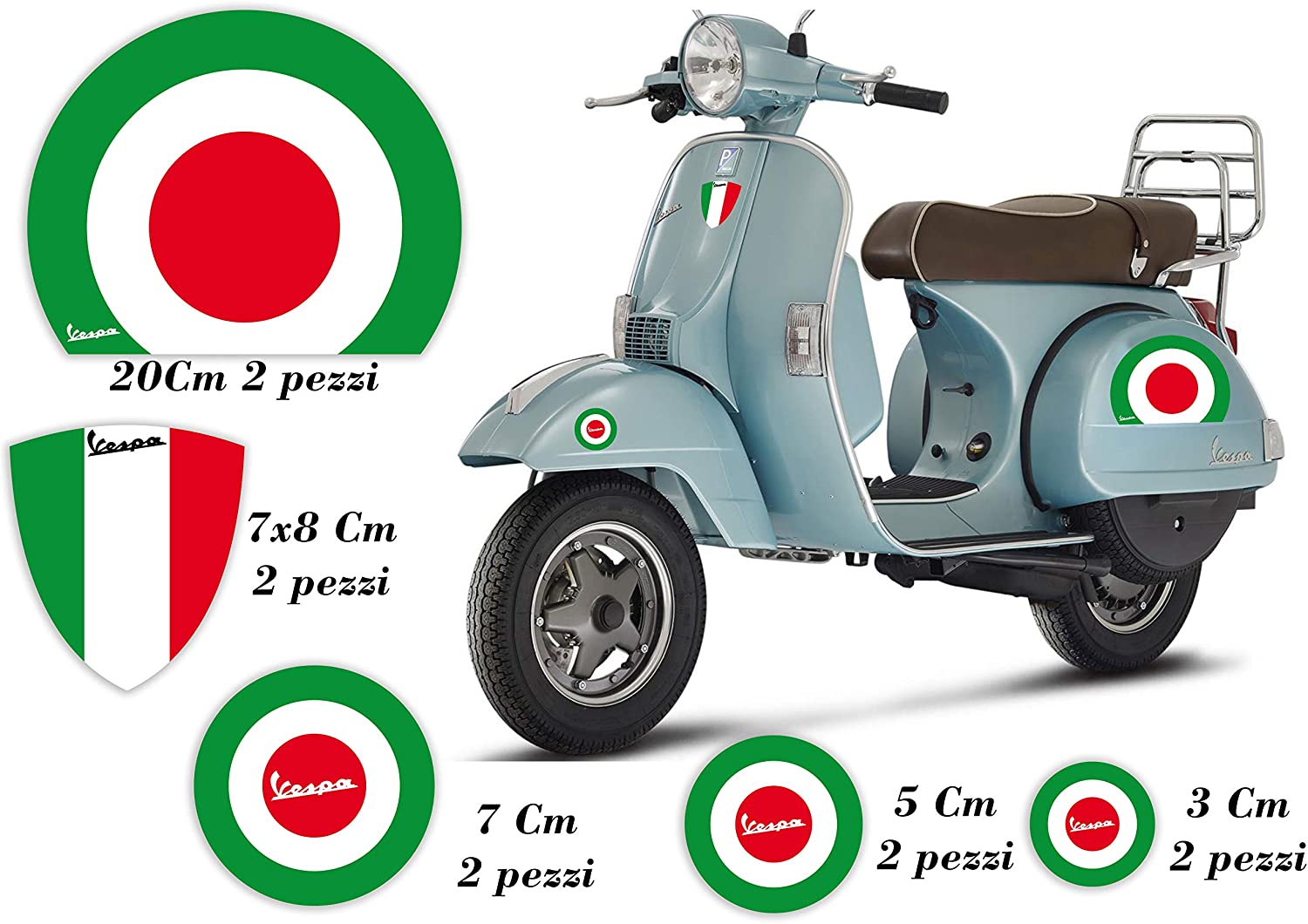 Kit de Stickers Italie pour vespa (10 pièces) - PER TUTTO VESPA