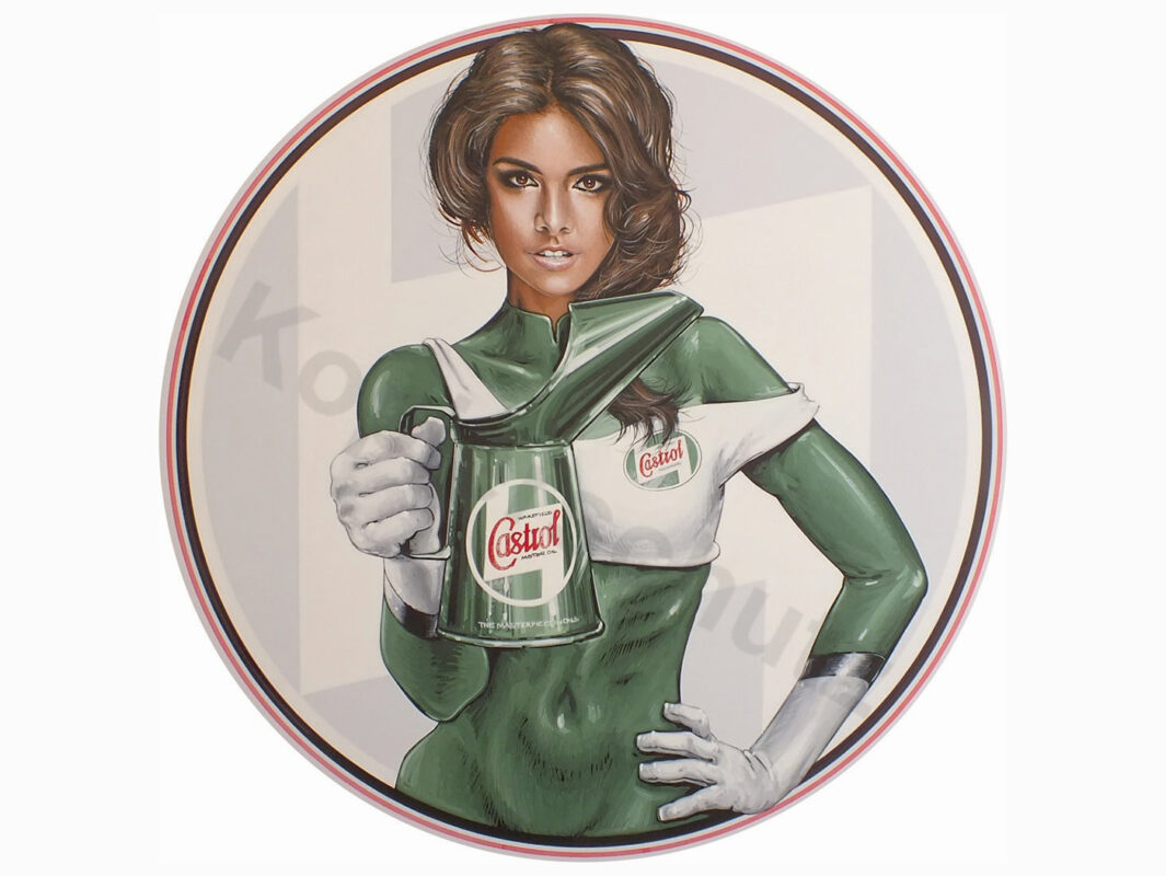 Autocollant -90mm - Castrol girl rond - PER TUTTO VESPA